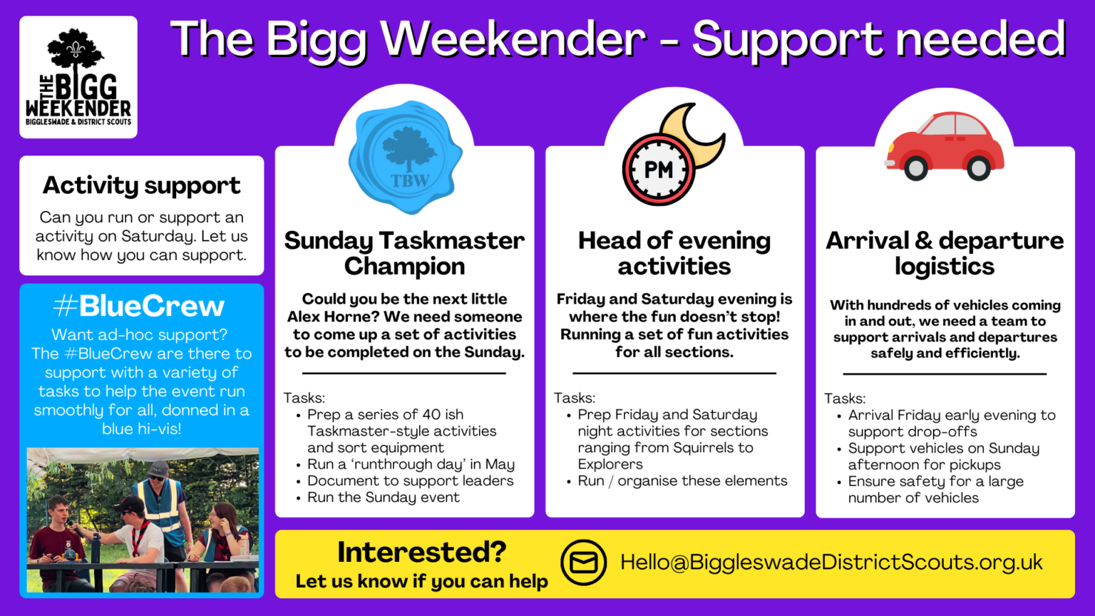 Bigg Weekender Leader communications - Biggleswade District Scouts